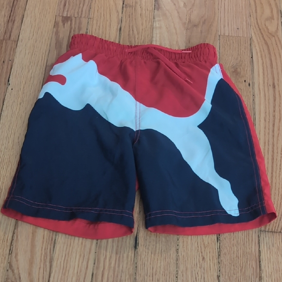 Puma | Swim | Puma Red And Blue Board Shorts With Sporty Design | Poshmark